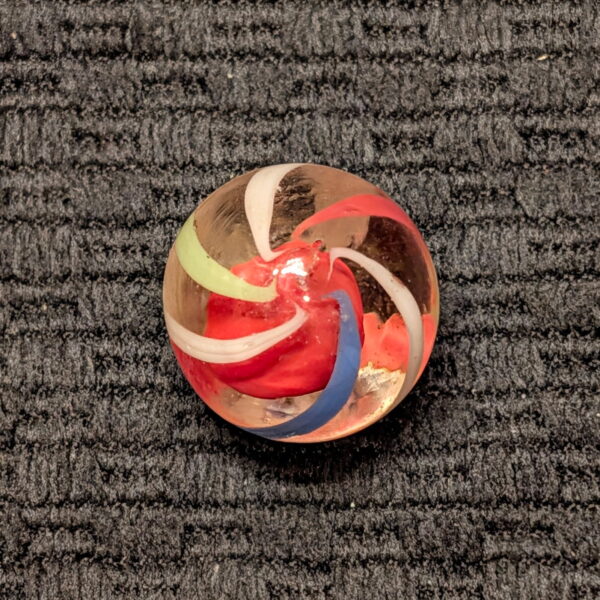 Rare Red Solid Core Swirl with 6 Ribbons of Oxblood Red, White, Blue ...